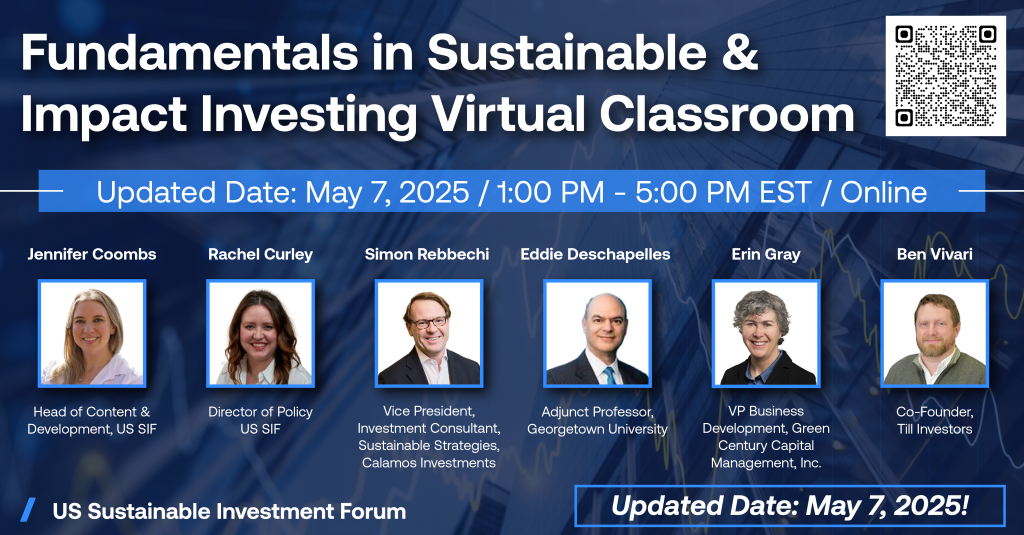 US SIF - Fundamentals in Sustainable Investing Virtual Classroom - May ...